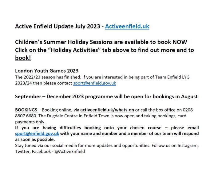 Active Enfield - Sport, dance and health activities in North London